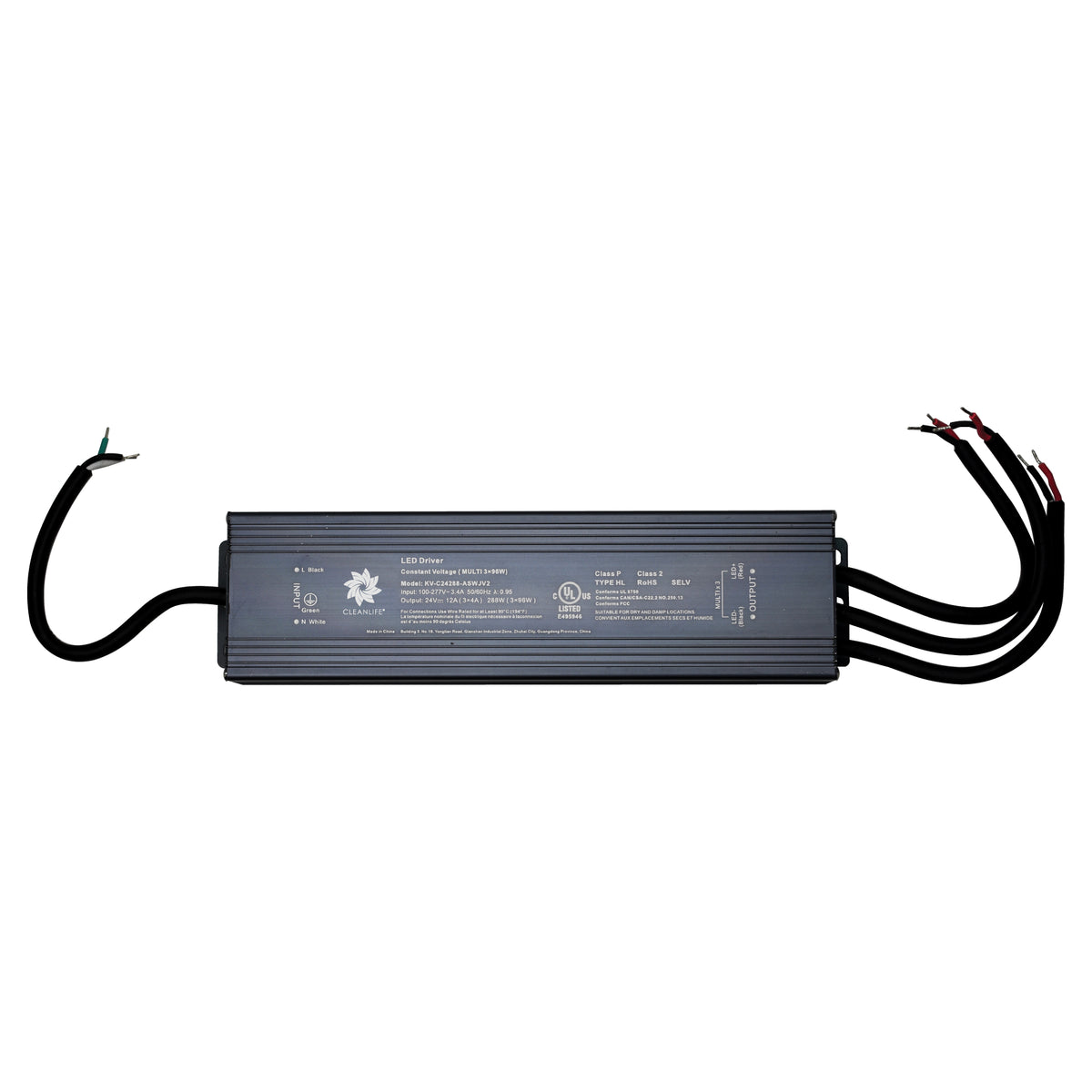 CLEANLIFE® 288W 3-Channel Class 2 LED Driver with Enclosure